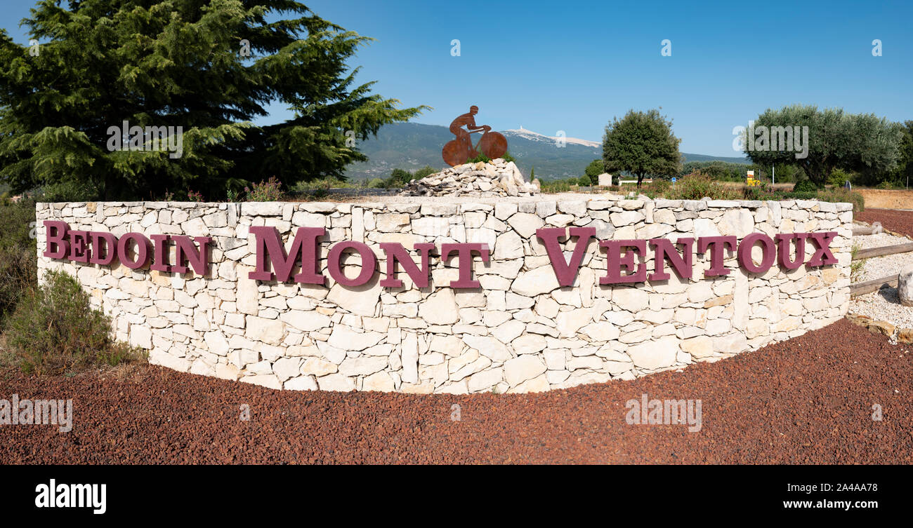 Round-about artwork on the road leading into Bedoin, Provence, France ...
