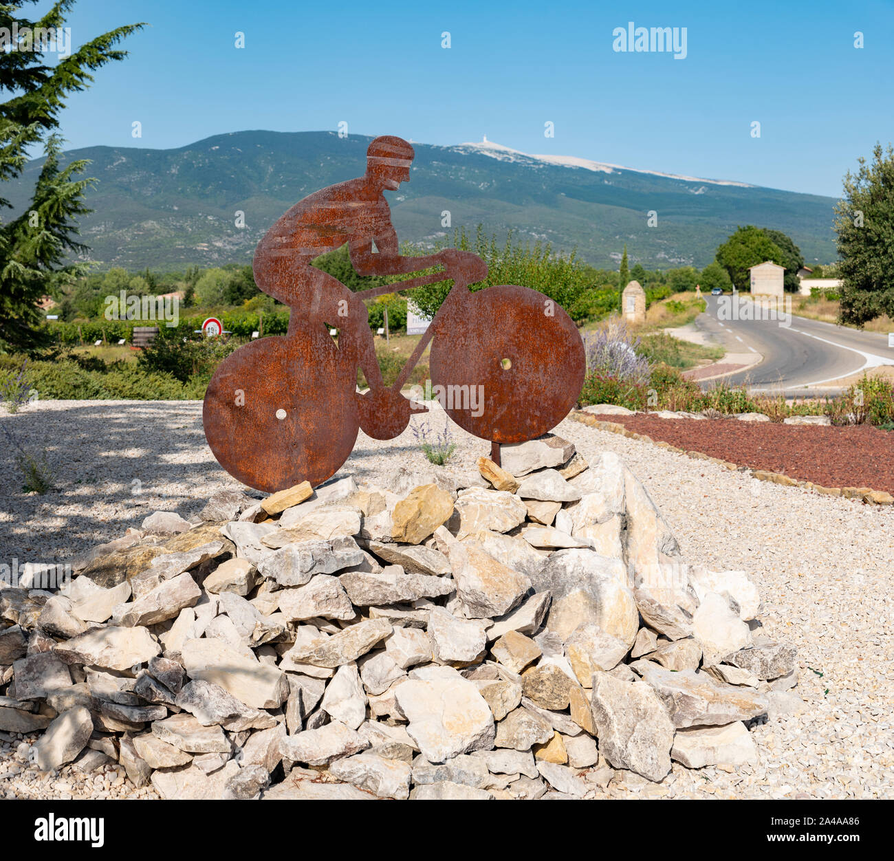 Round-about artwork on the road leading into Bedoin, Provence, France ...