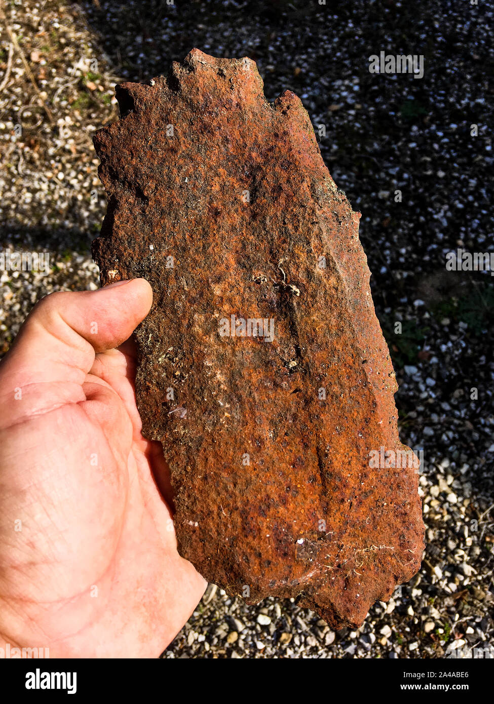 Heavy gun shell schrapnel from First World War battlefield of Verdun ...