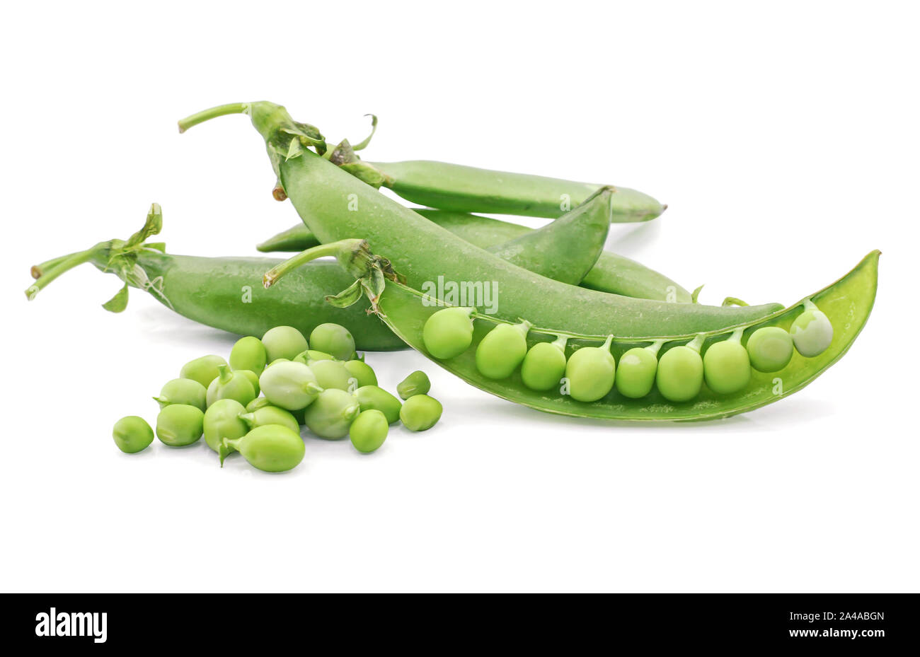 Green Peas isolated on white background Stock Photo - Alamy
