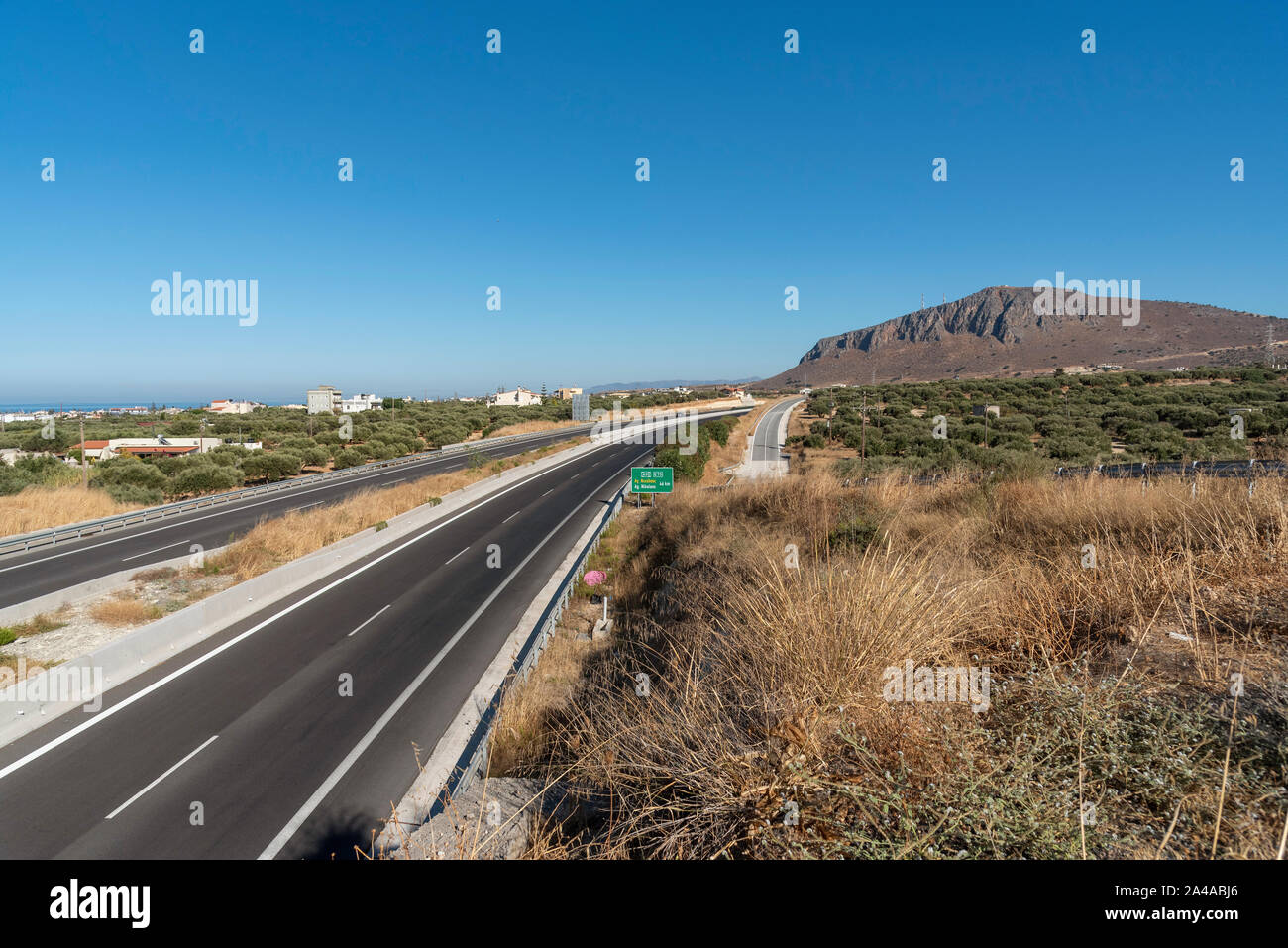 Heraklion, Crete, Greece. October 2019. New opened National Road, the ...