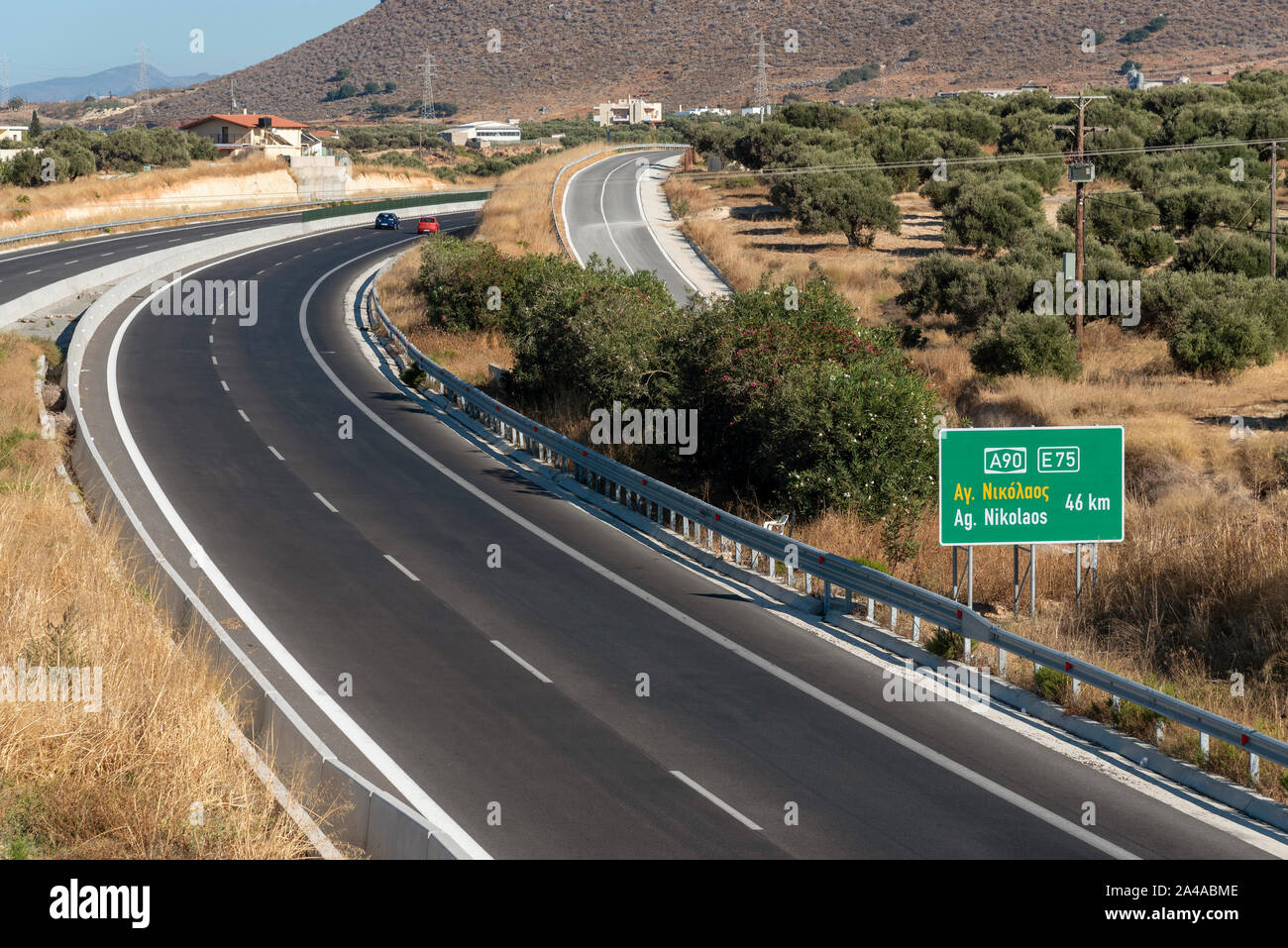 Heraklion, Crete, Greece. October 2019. New opened National Road, the ...