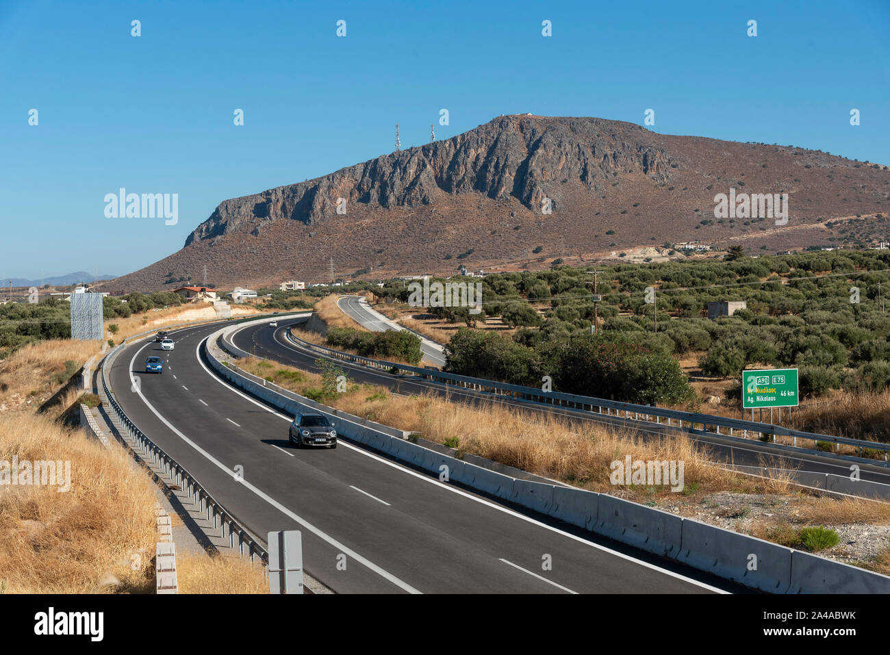 Heraklion, Crete, Greece. October 2019. New opened National Road, the ...