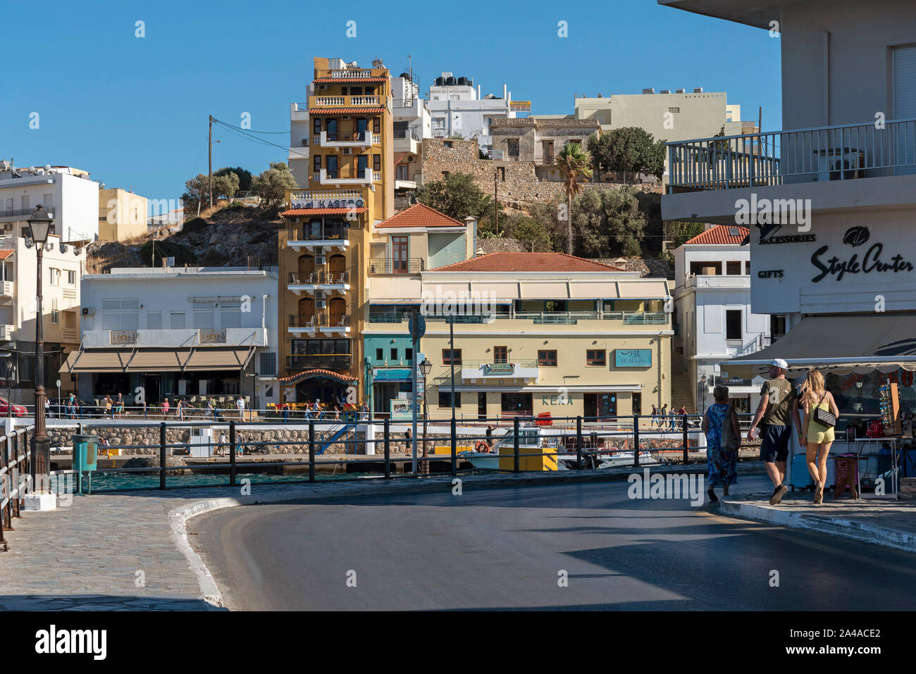 Agios Nikolaos, Crete, Greece. October 2019. The waterfront of this ...