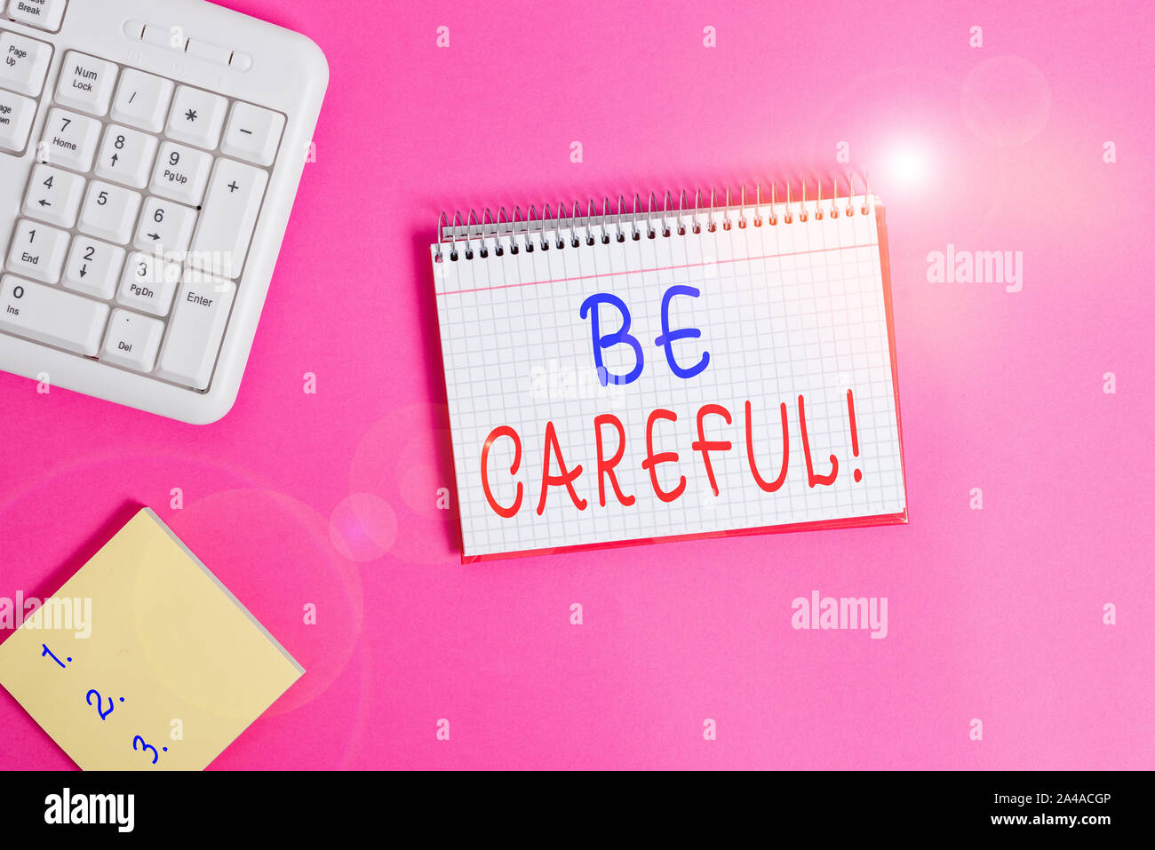 Text sign showing Be Careful. Business photo showcasing making sure of ...