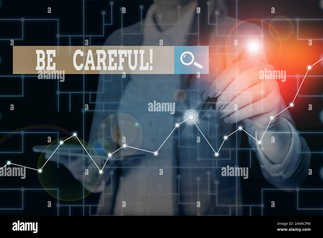 Writing note showing Be Careful. Business concept for making sure of ...