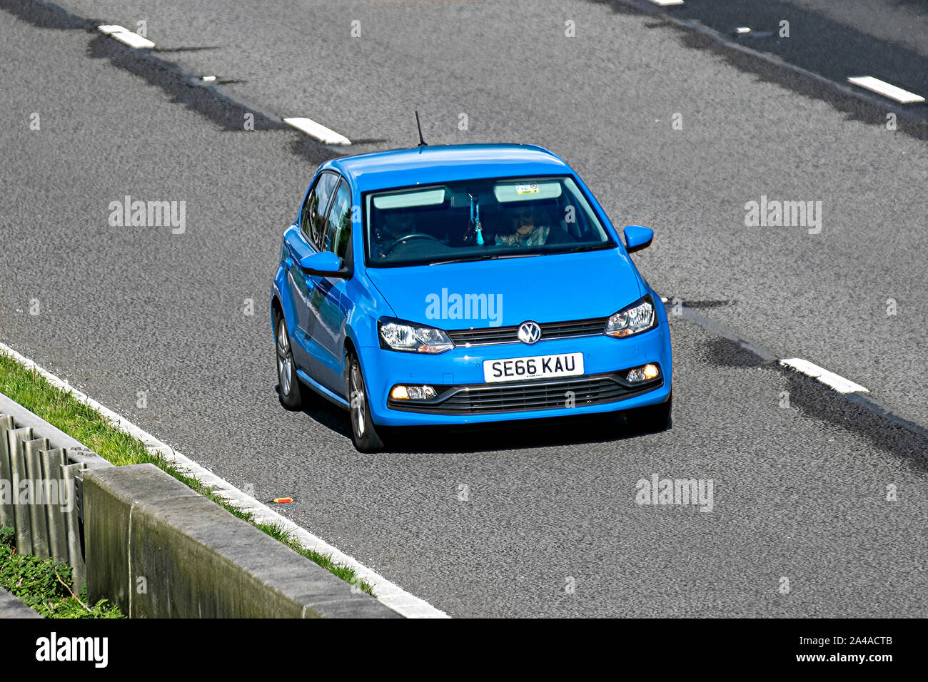 2016 blue Volkswagen Polo Match; UK Vehicular traffic, transport ...