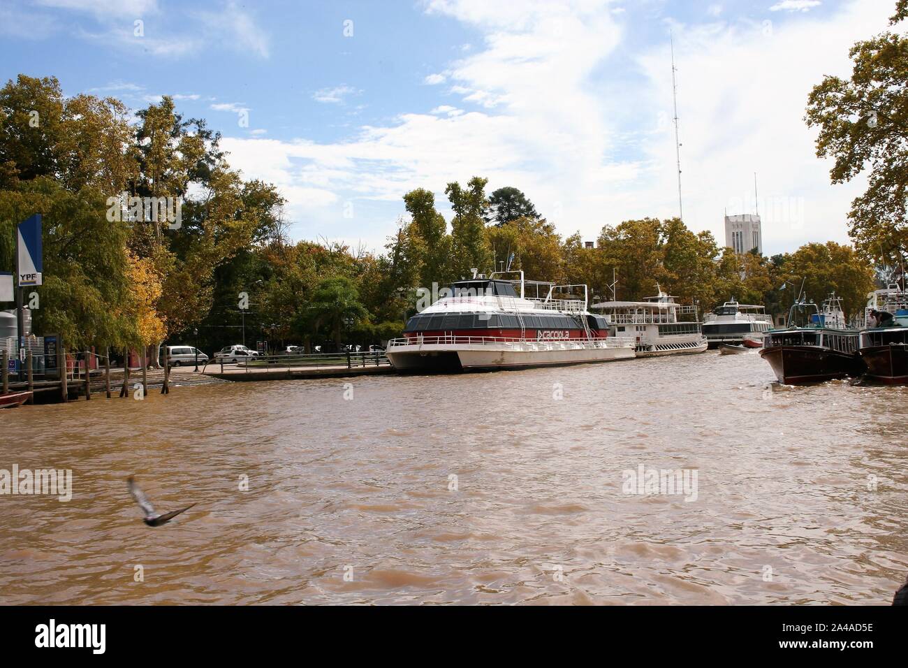Tourist boat on the Parana Delta. Tourist boat waiting set out on the ...