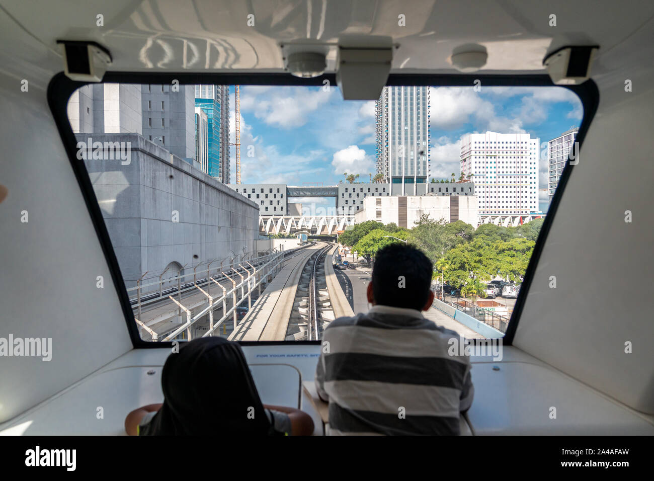 MIAMI - September 10, 2019: The fully automated Miami downtown train ...