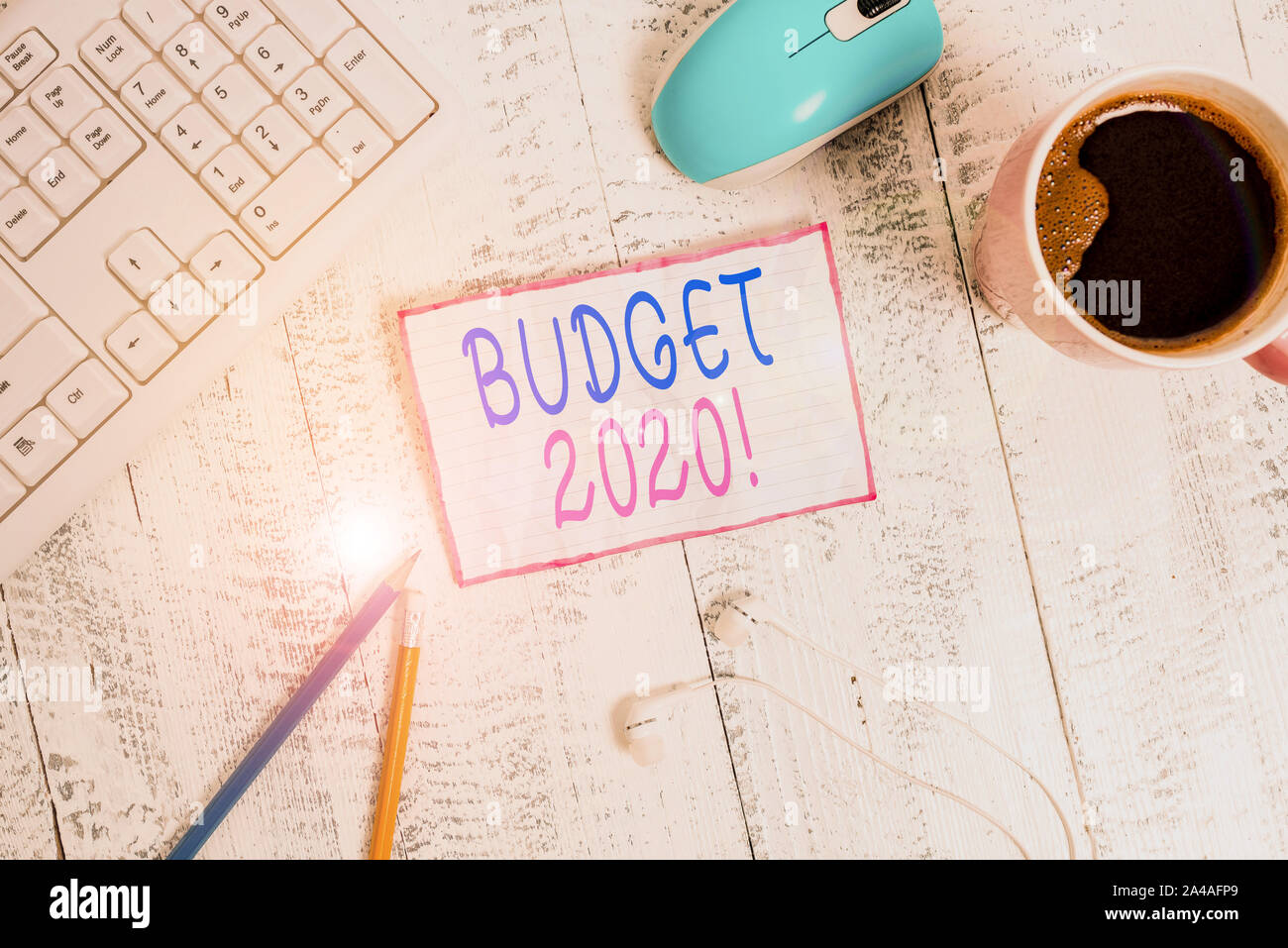 Handwriting text Budget 2020. Conceptual photo estimate of income and ...