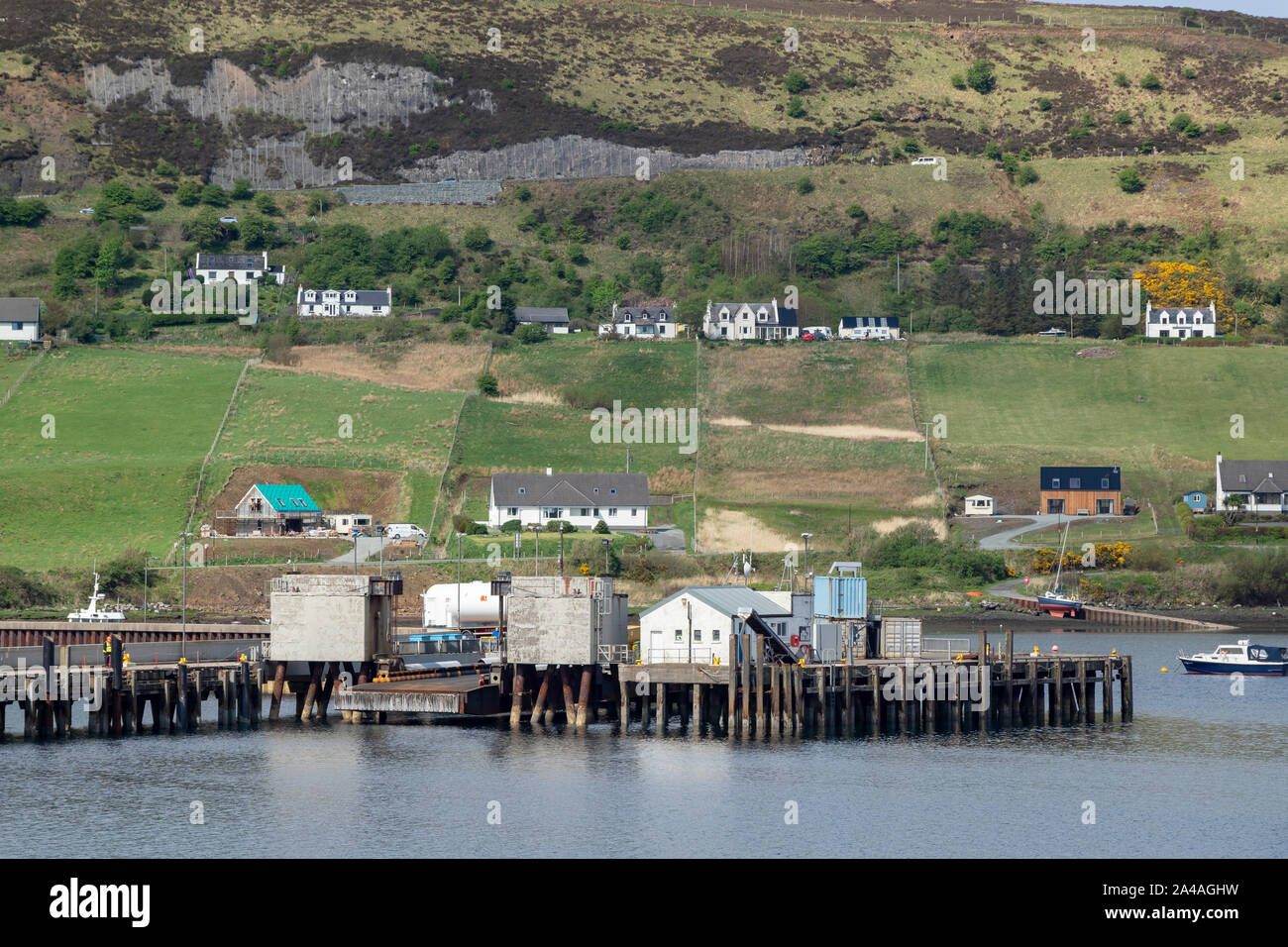 The ferry Terminal, Uig Skye, Scotland from the Tarbert Ferry, UK Stock ...