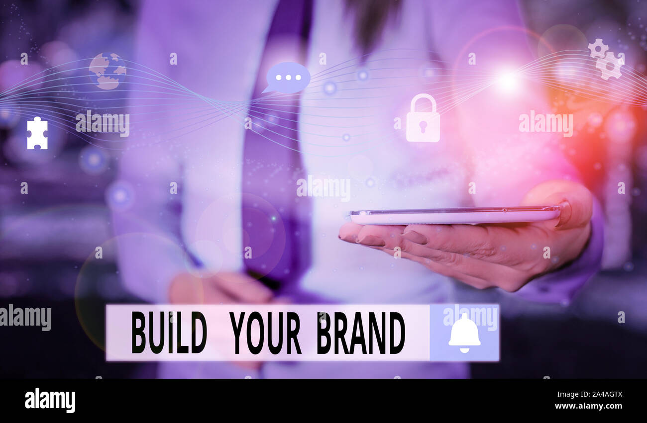 Text sign showing Build Your Brand. Business photo text enhancing brand ...