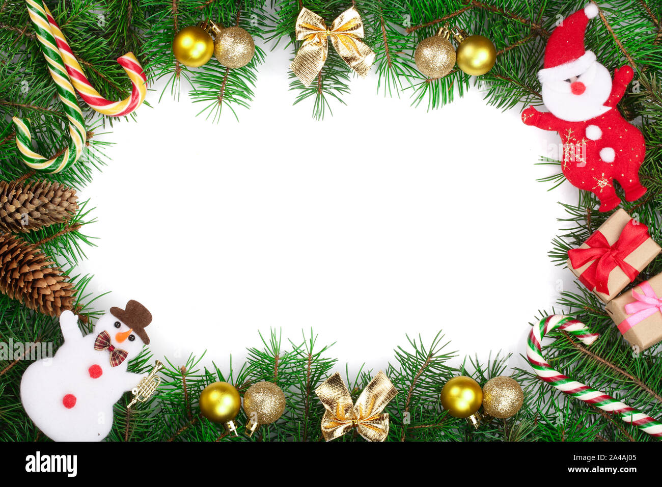 Christmas frame decorated isolated on white background with copy space ...