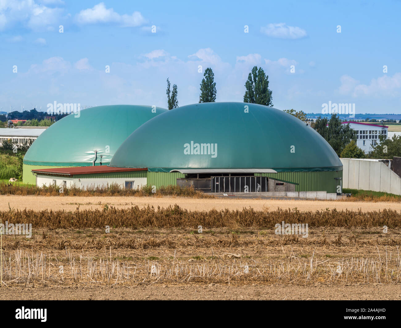 An agricultural biogas plant with fermenter and gas storage tank Stock ...