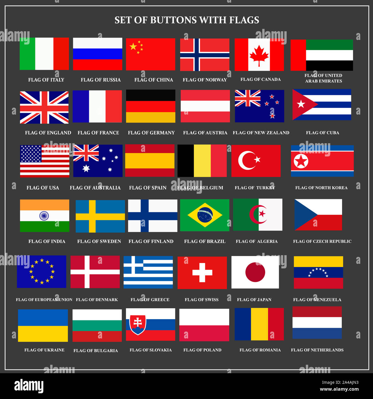 Bright set of banners with flags. Colorful illustration with flags of ...