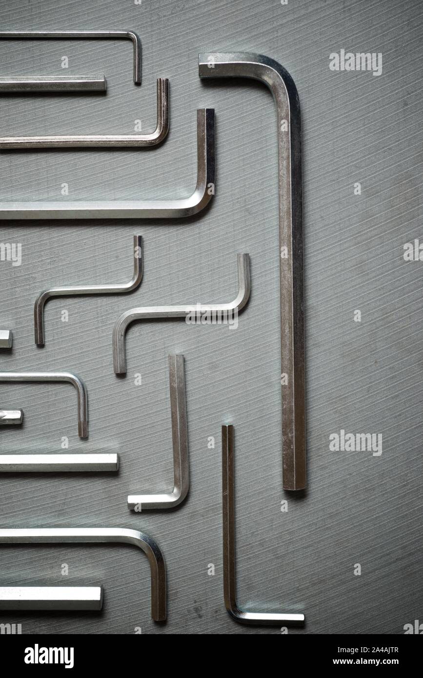 Allen keys on a stone table Stock Photo - Alamy