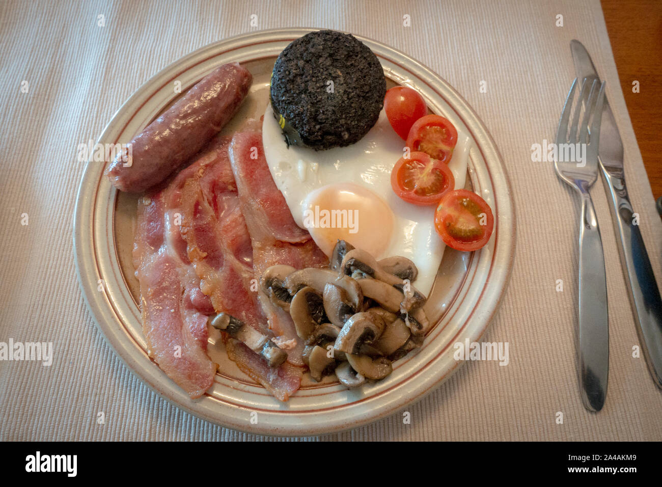 Scottish Breakfast with Black Pudding Stock Photo - Alamy