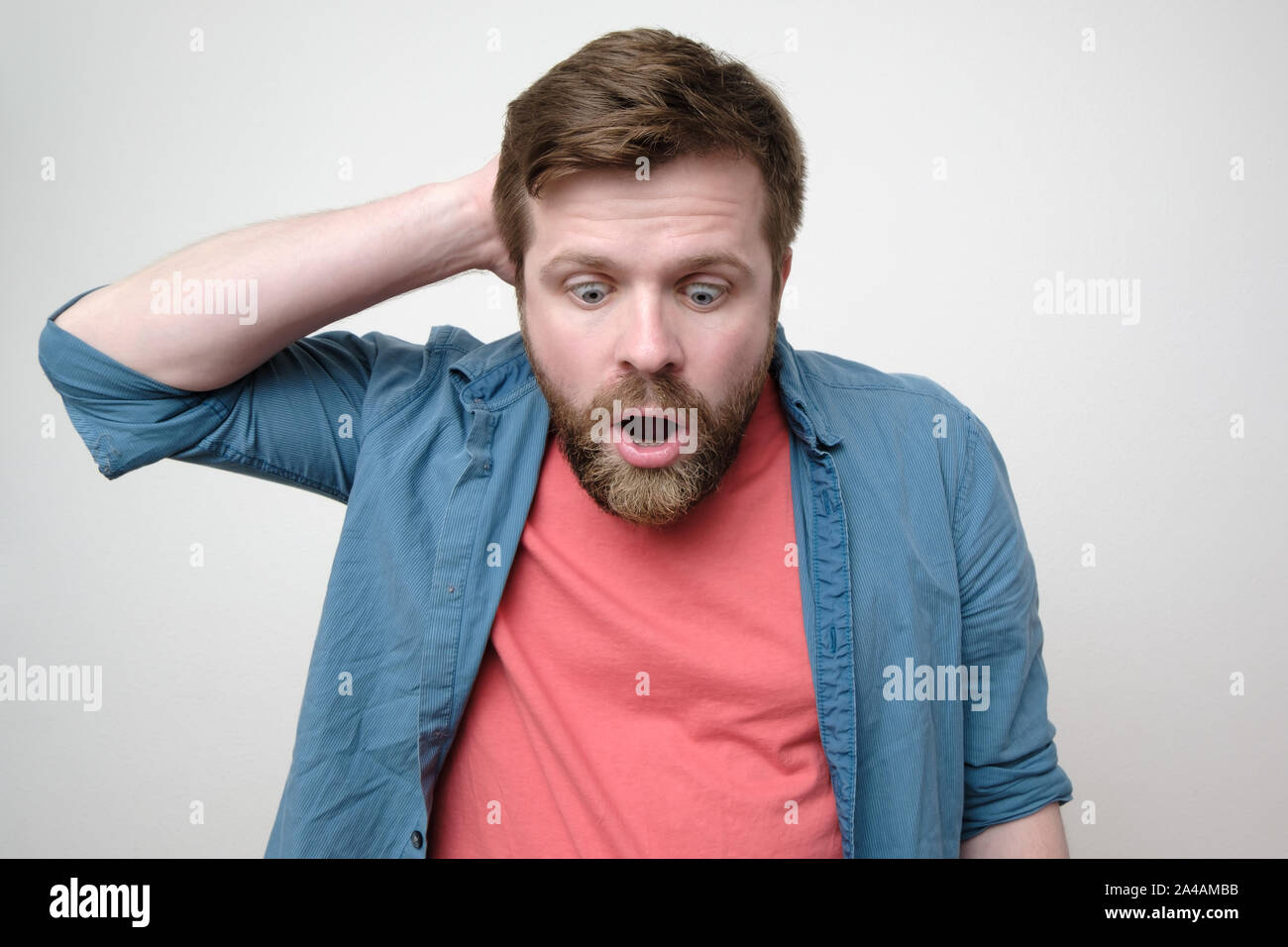 Terrified Man Looking Down