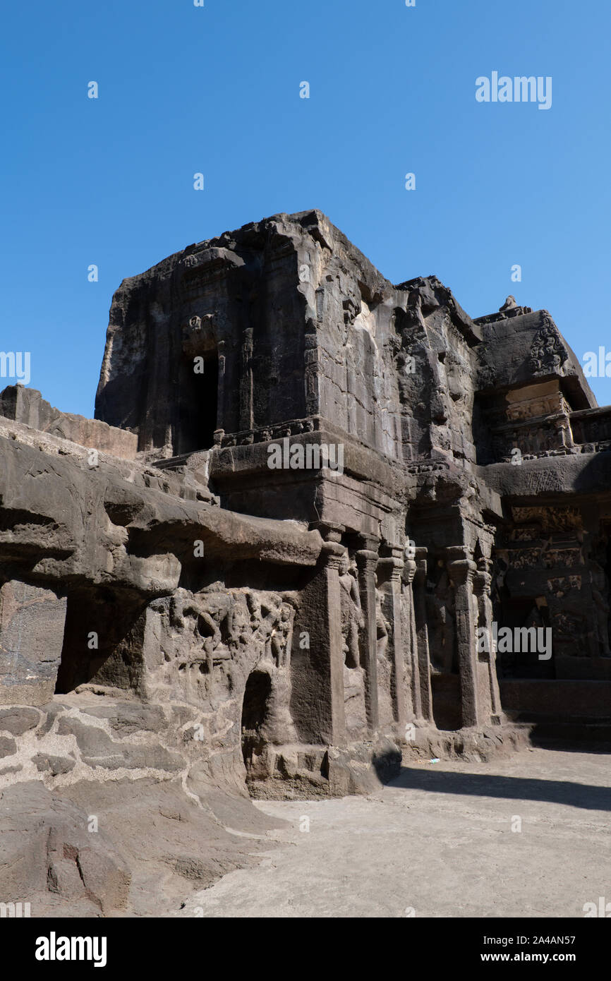 India, Maharashtra, Ellora, Ellora Caves. Cave 16, The Kailasa temple ...