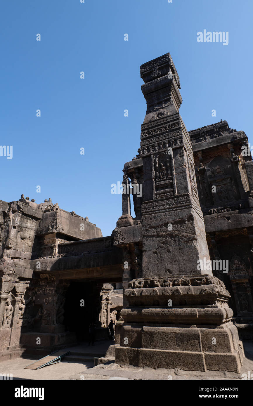 India, Maharashtra, Ellora, Ellora Caves. Cave 16, The Kailasa temple ...