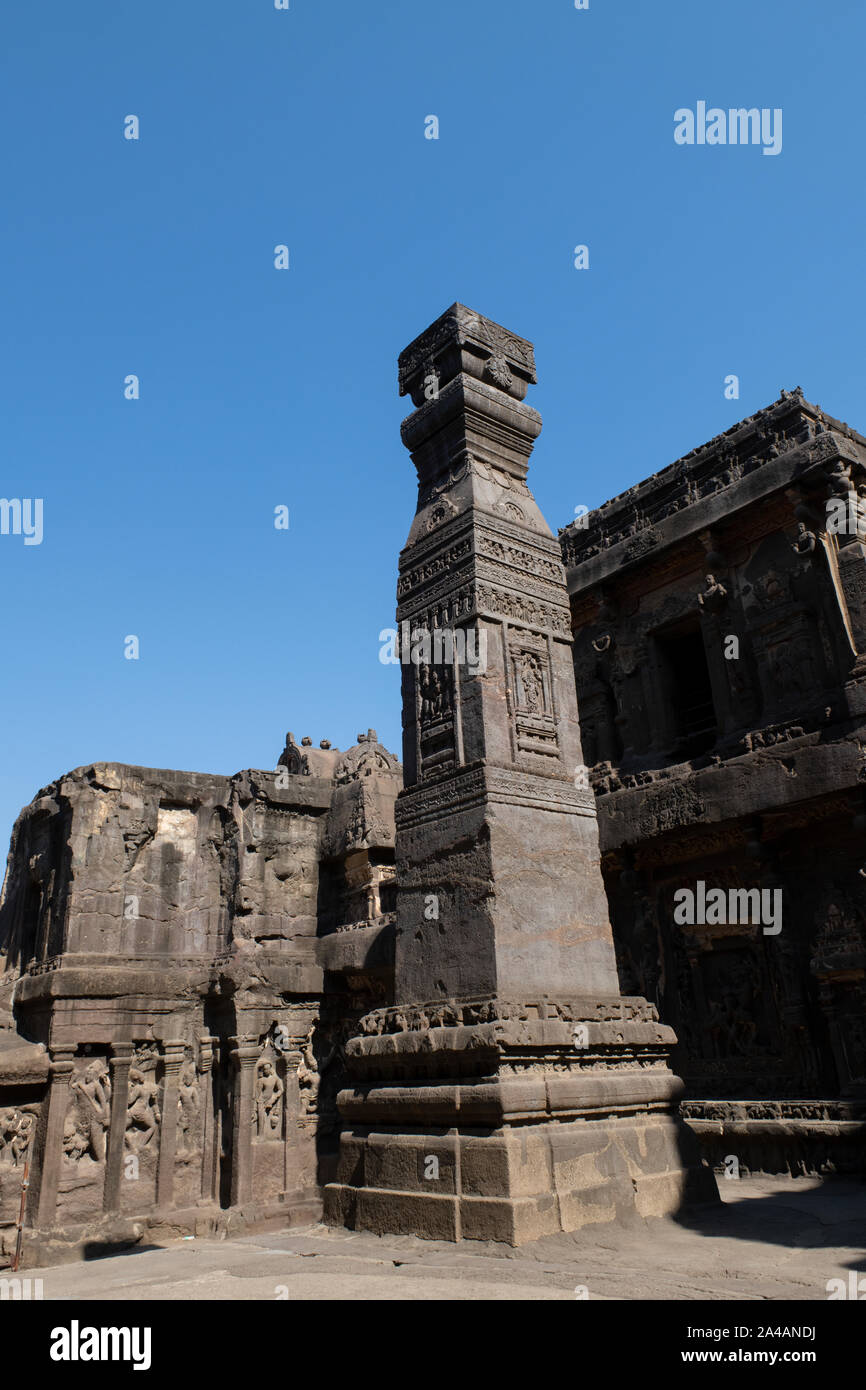 India, Maharashtra, Ellora, Ellora Caves. Cave 16, The Kailasa temple ...