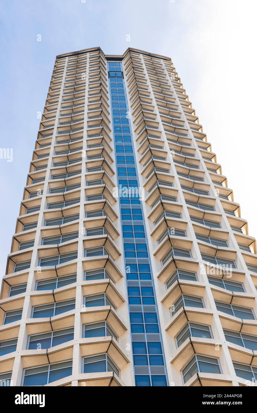 perspective view looking up office tower block in London UK Stock Photo ...