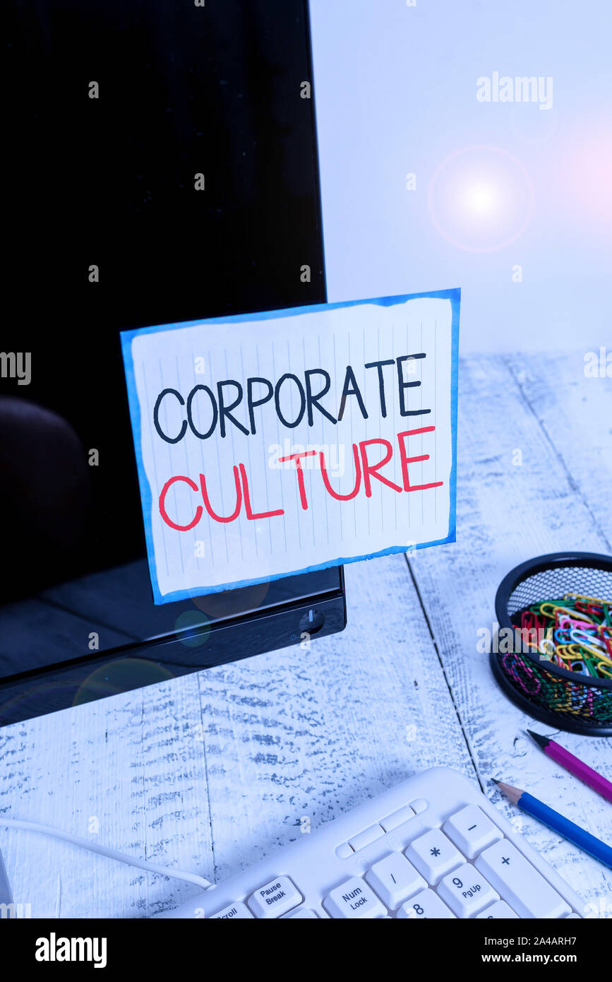 Word writing text Corporate Culture. Business photo showcasing ...