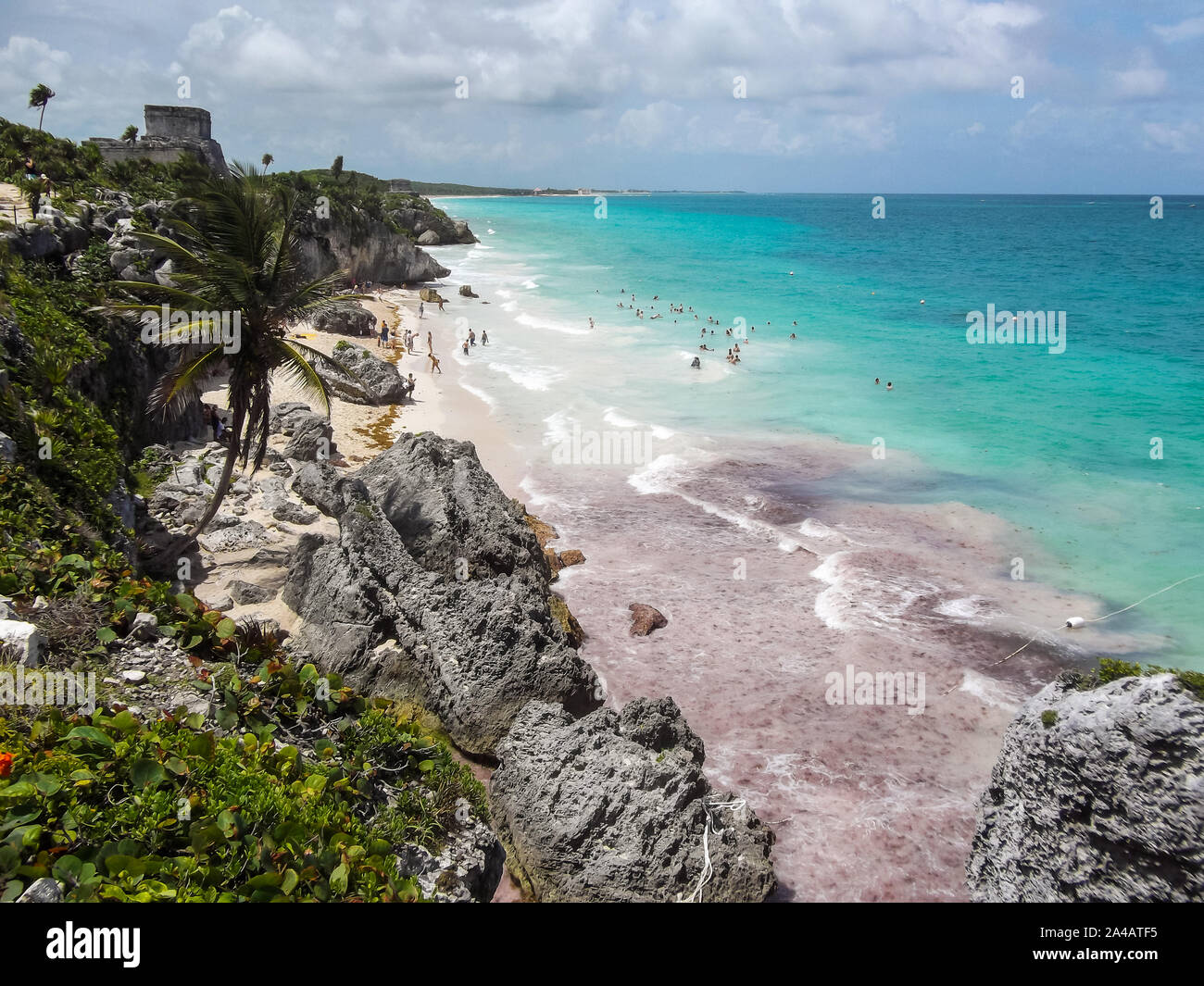 Beautiful landscape of tropical beach with turquoise waters in Mayan ...