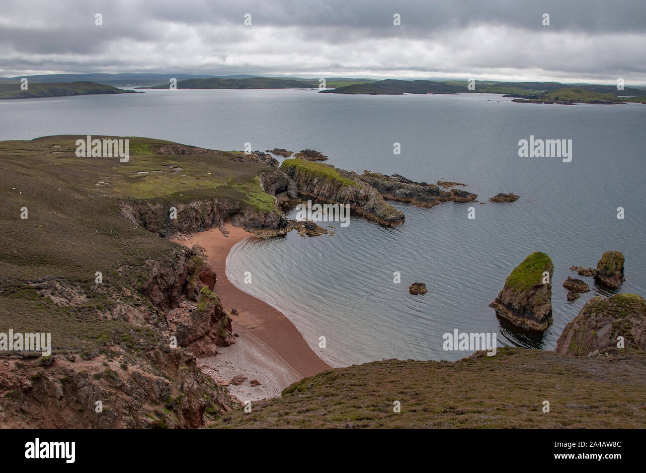 Coastal scenery along the south west coast of Muckle Roe, with Vementry ...