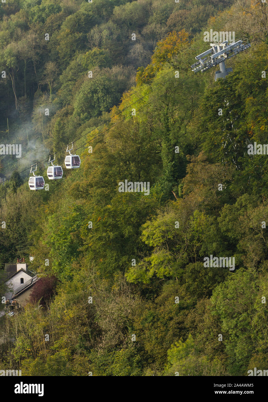 View of cable cars of heights of Abraham as seen from the summit of ...