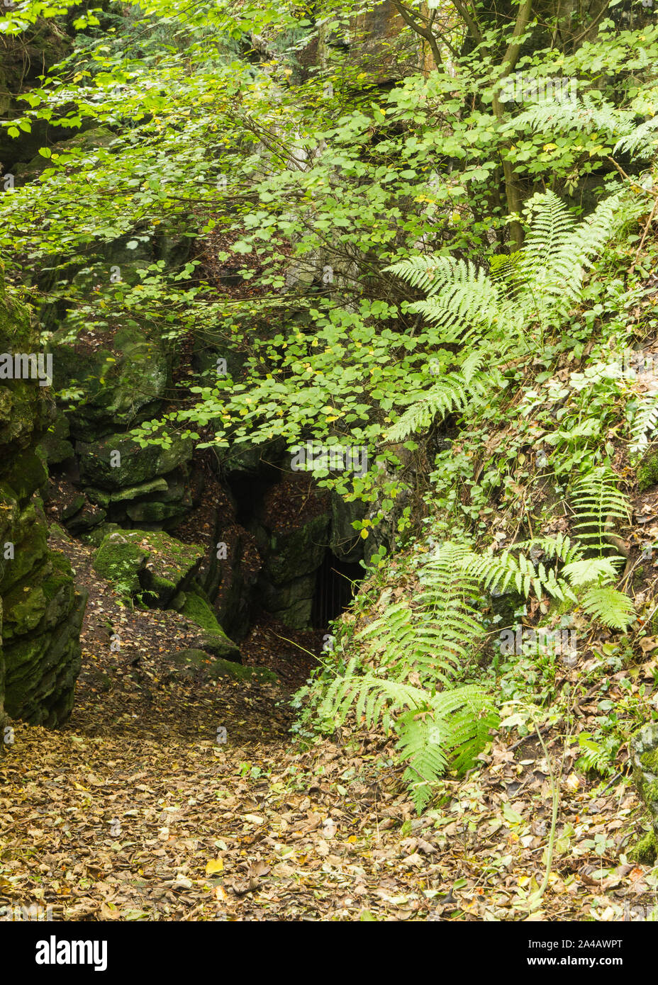 Old lead mine on high Tor in Matlock Derbyshire Stock Photo - Alamy