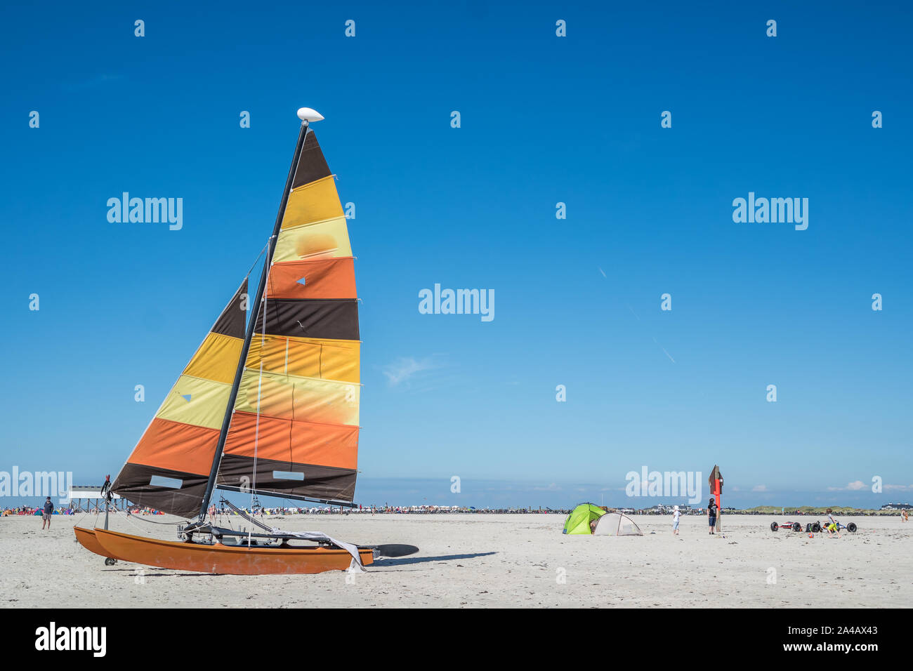 Catamaran on the beach Stock Photo - Alamy