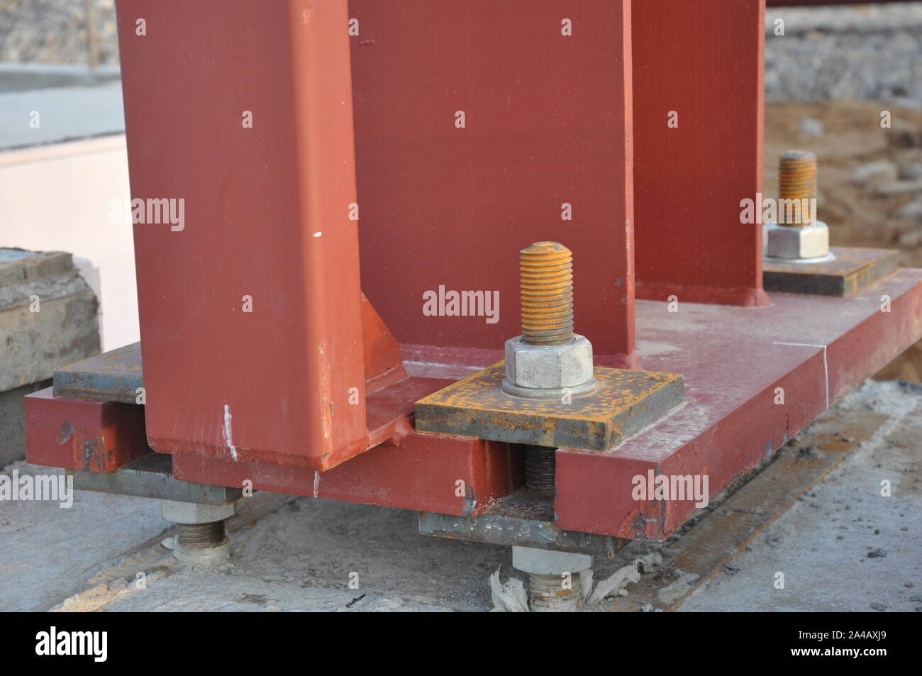 Installation of building structures using anchor blocks Stock Photo - Alamy