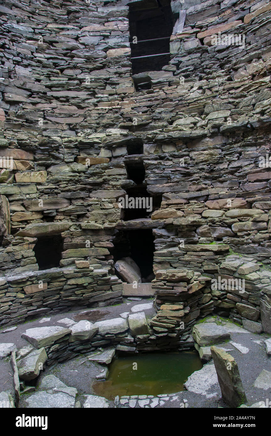Interior views of Mousa Iron Age Broch, tallest broch and amongst the ...