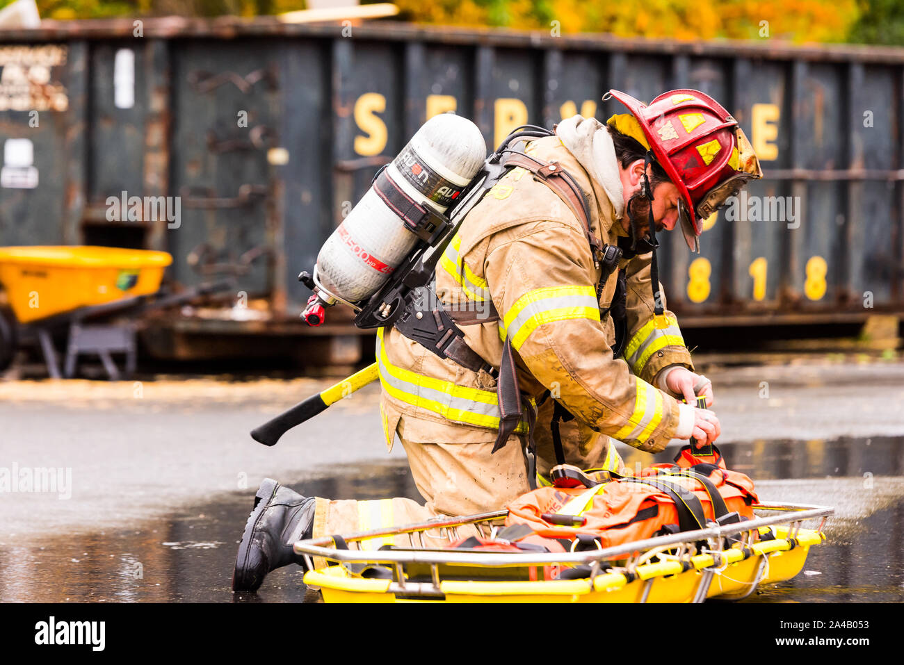 Firefighters training at the Worcester, MA Fire Dept Training Center ...