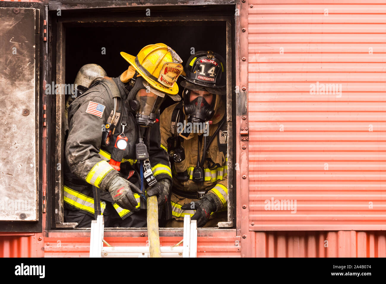 Firefighters training at the Worcester, MA Fire Dept Training Center ...