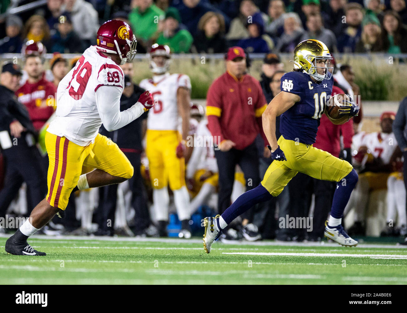 South Bend, Indiana, USA. 12th Oct, 2019. Notre Dame wide receiver ...