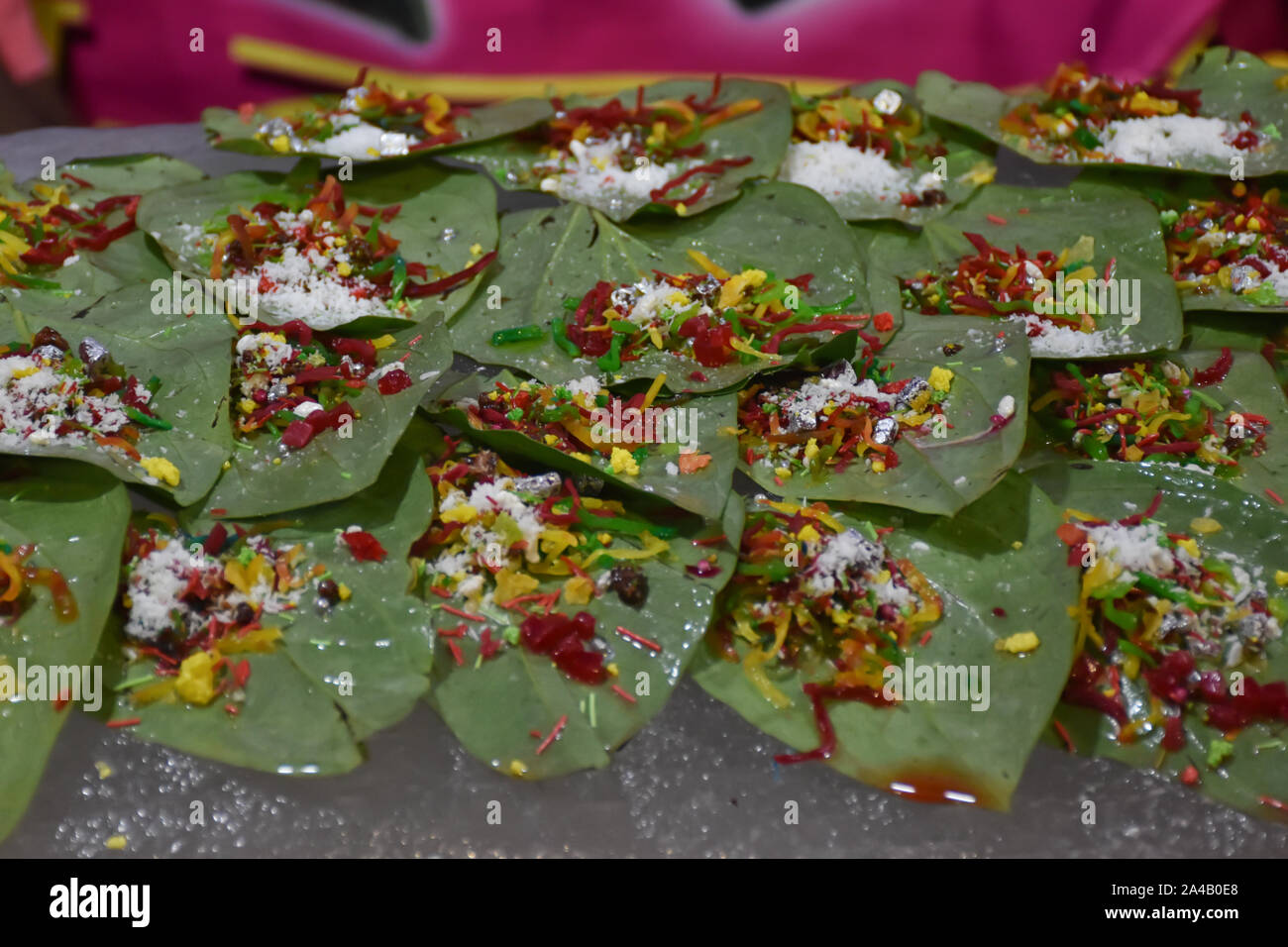 banarasi pan, betel nut garnished with all indian banarasi ingredients ...