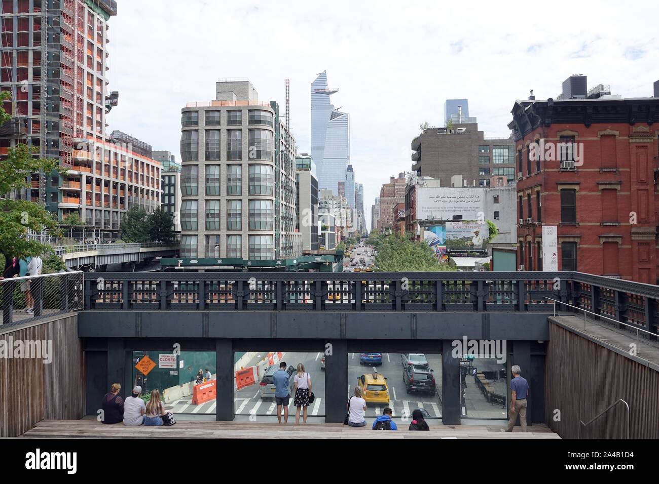 08 September 2019, US, New York: A panorama window over Ninth Avenue on ...