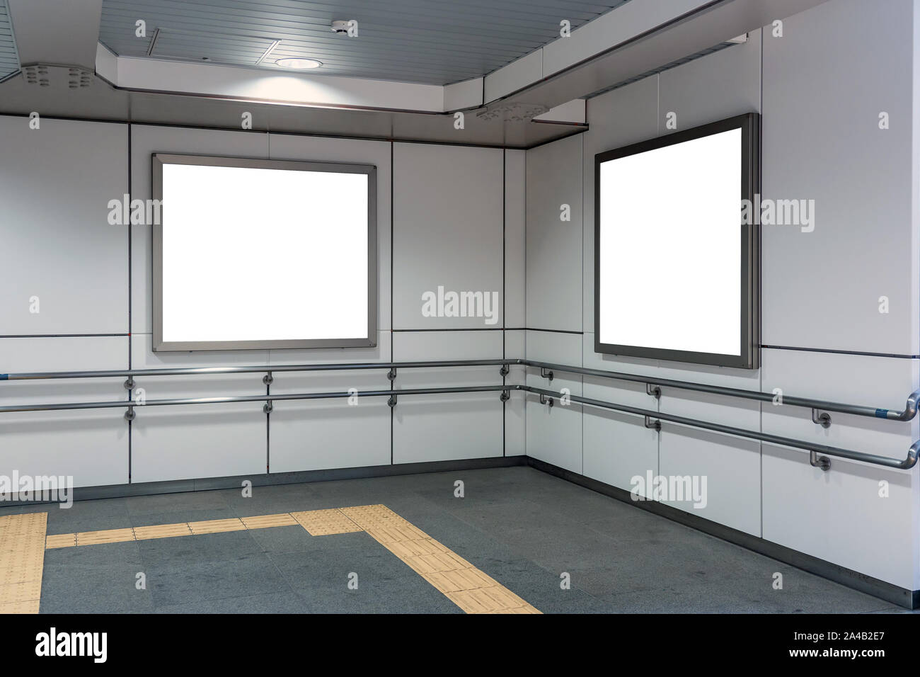 Mockup Blank Light Boxes At The Metro Station. Two Billboards ...