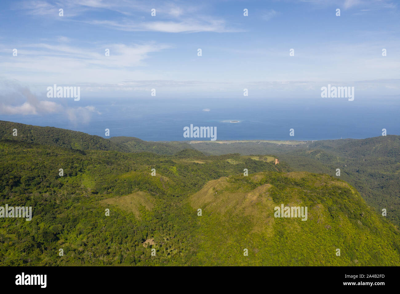 Mountain landscape on the island Camiguin, Philippines. Thick ...