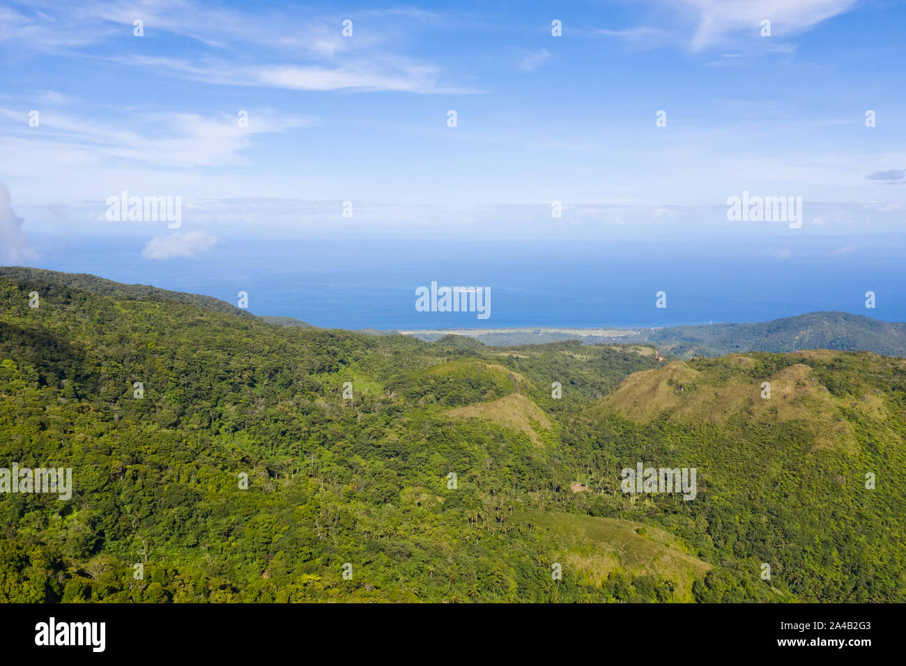 Mountain landscape on the island Camiguin, Philippines. Thick ...