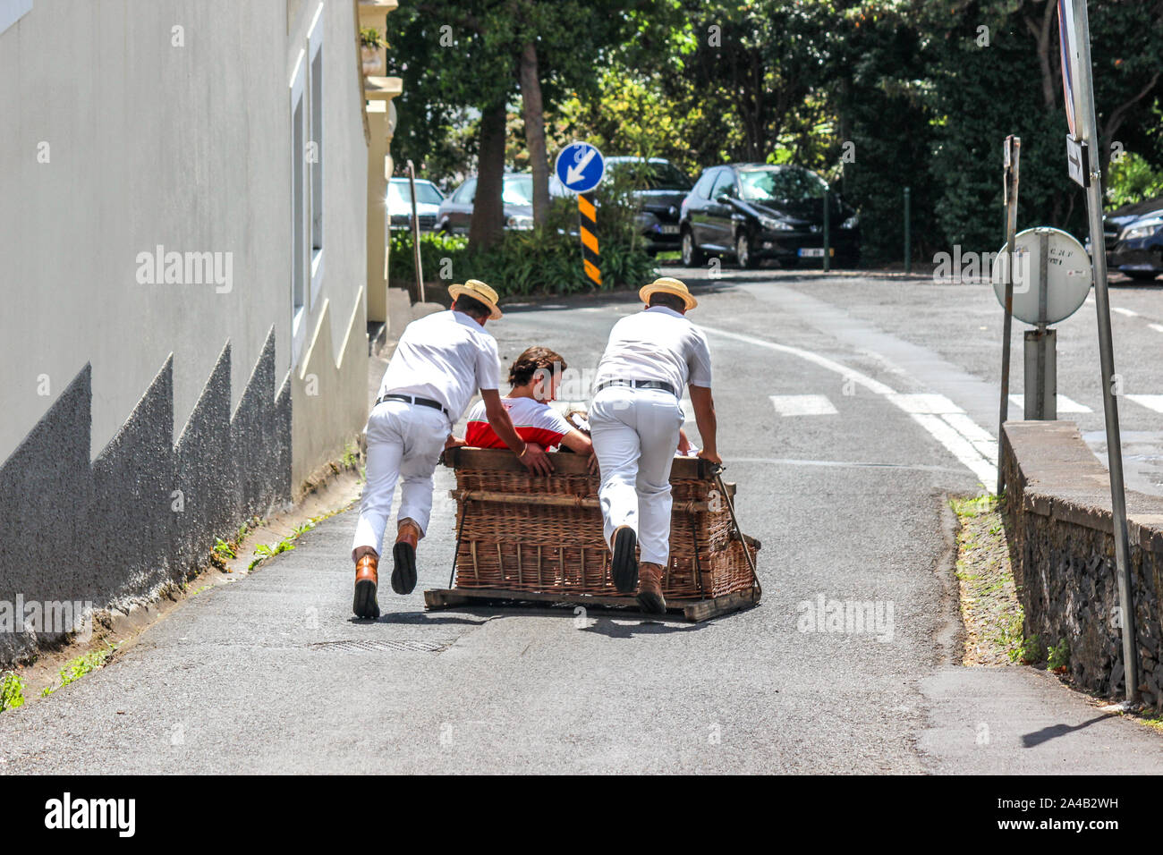 Monte, Madeira, Portugal - Sep 14, 2019: Toboggan ride with Carreiros ...