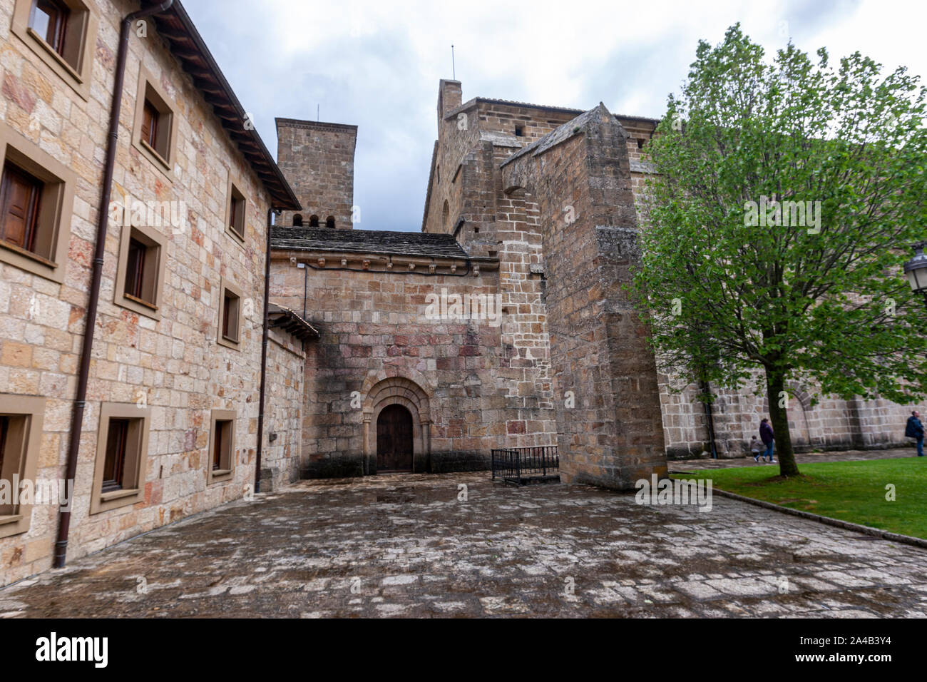 Lateral door in Monastery of Leyre, Romanesque architecture in Navarre ...