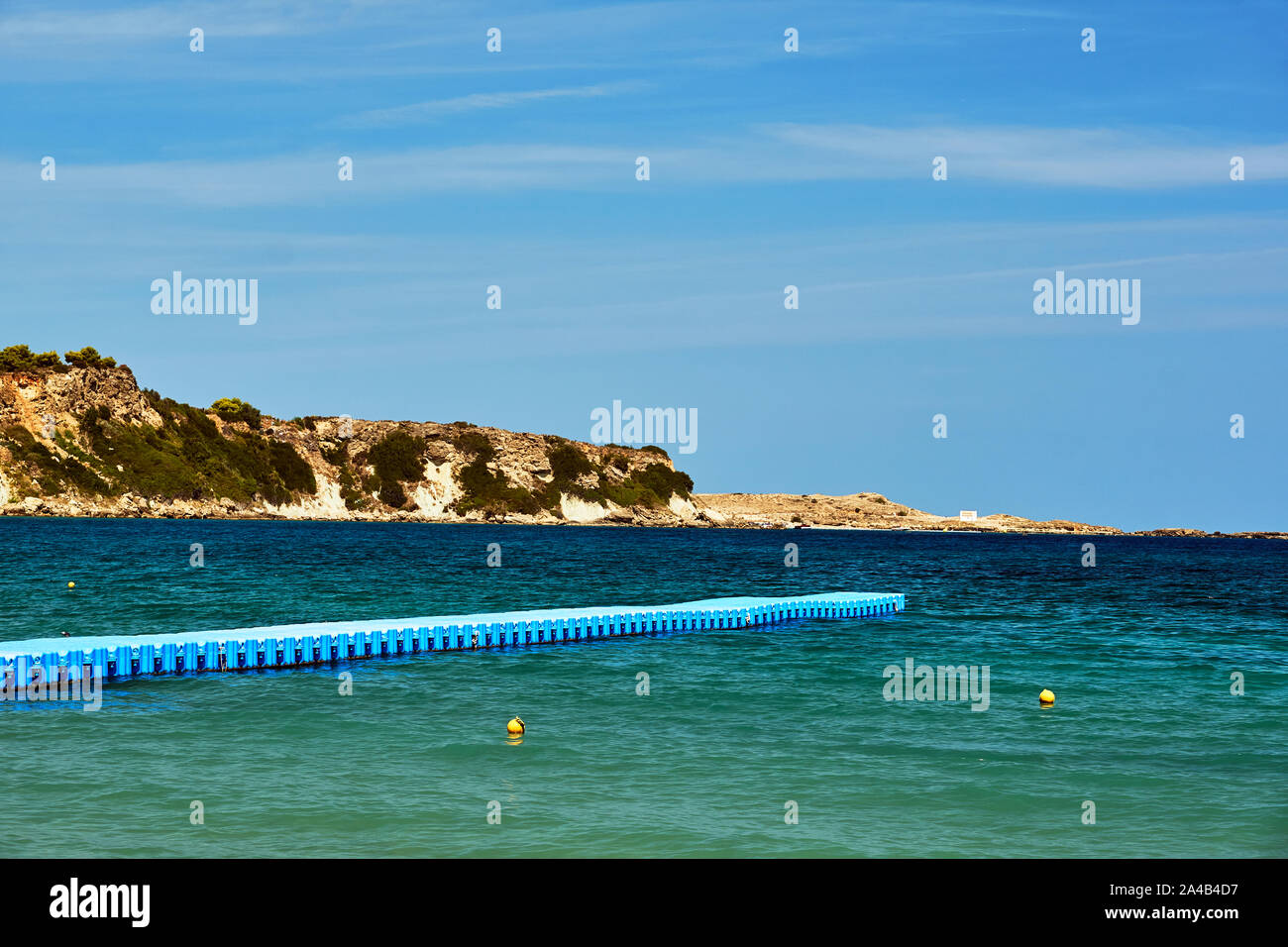 plastic jetty on the beach of Zakynthos island in Greece Stock Photo ...