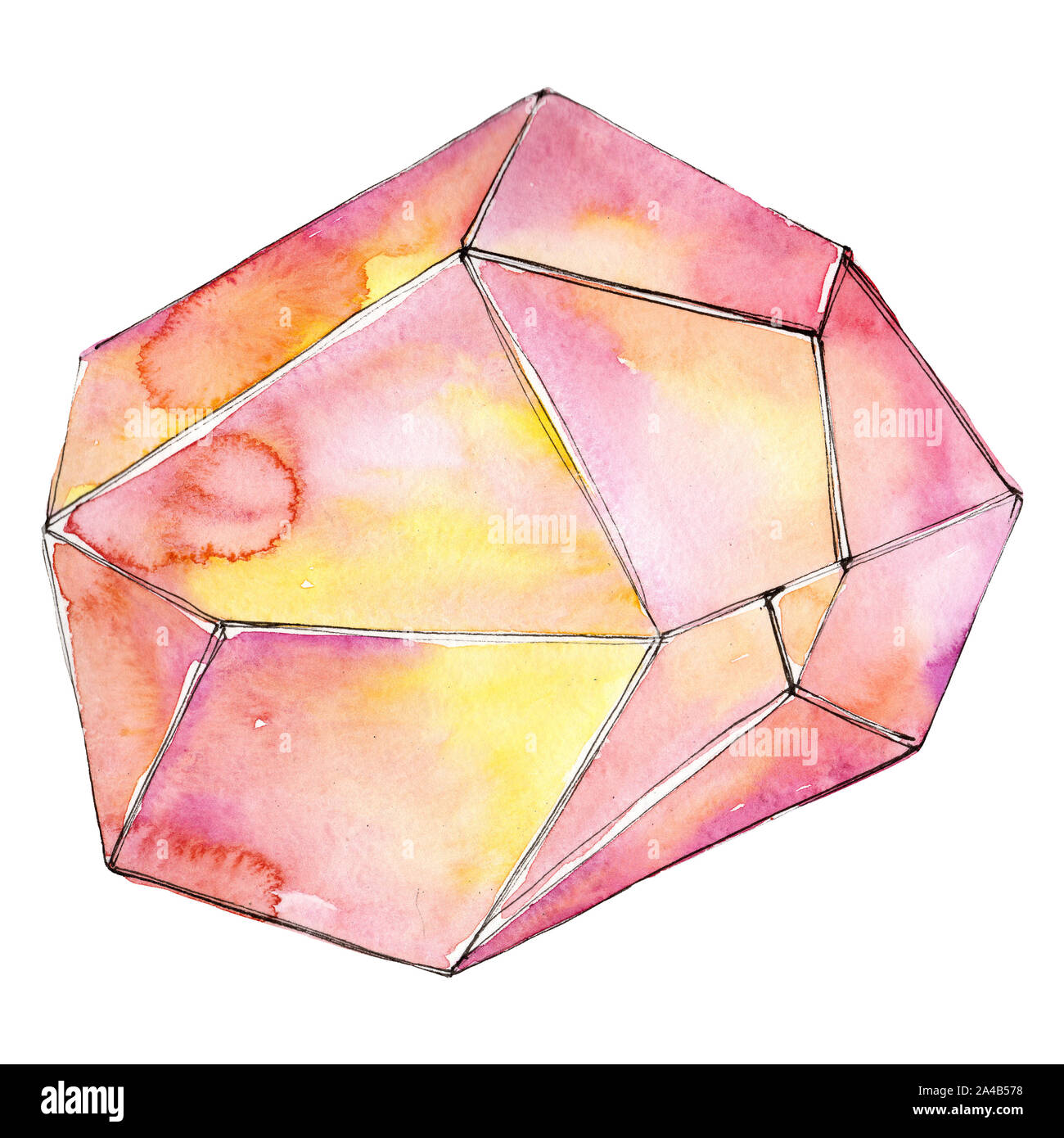 Colorful diamond rock jewelry minerals. Watercolor background set ...