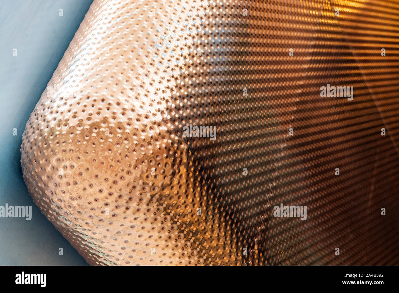 Closeup View of Well Welded Round Edge Corner of Bronze Panels. Golden ...
