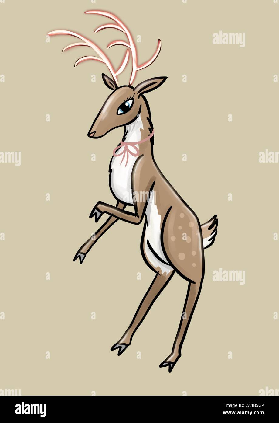 hand drawn deer Stock Photo - Alamy