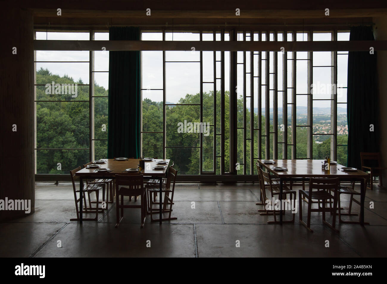 Monastic refectory in the Monastery of Sainte Marie de La Tourette ...
