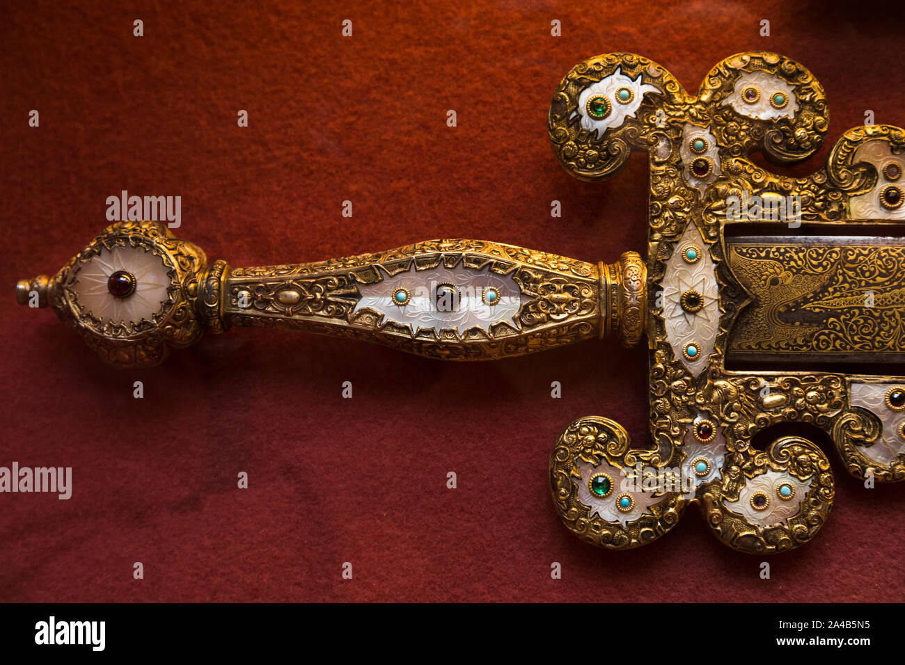 Close-up patterned sword hilt with diamonds medieval Stock Photo - Alamy